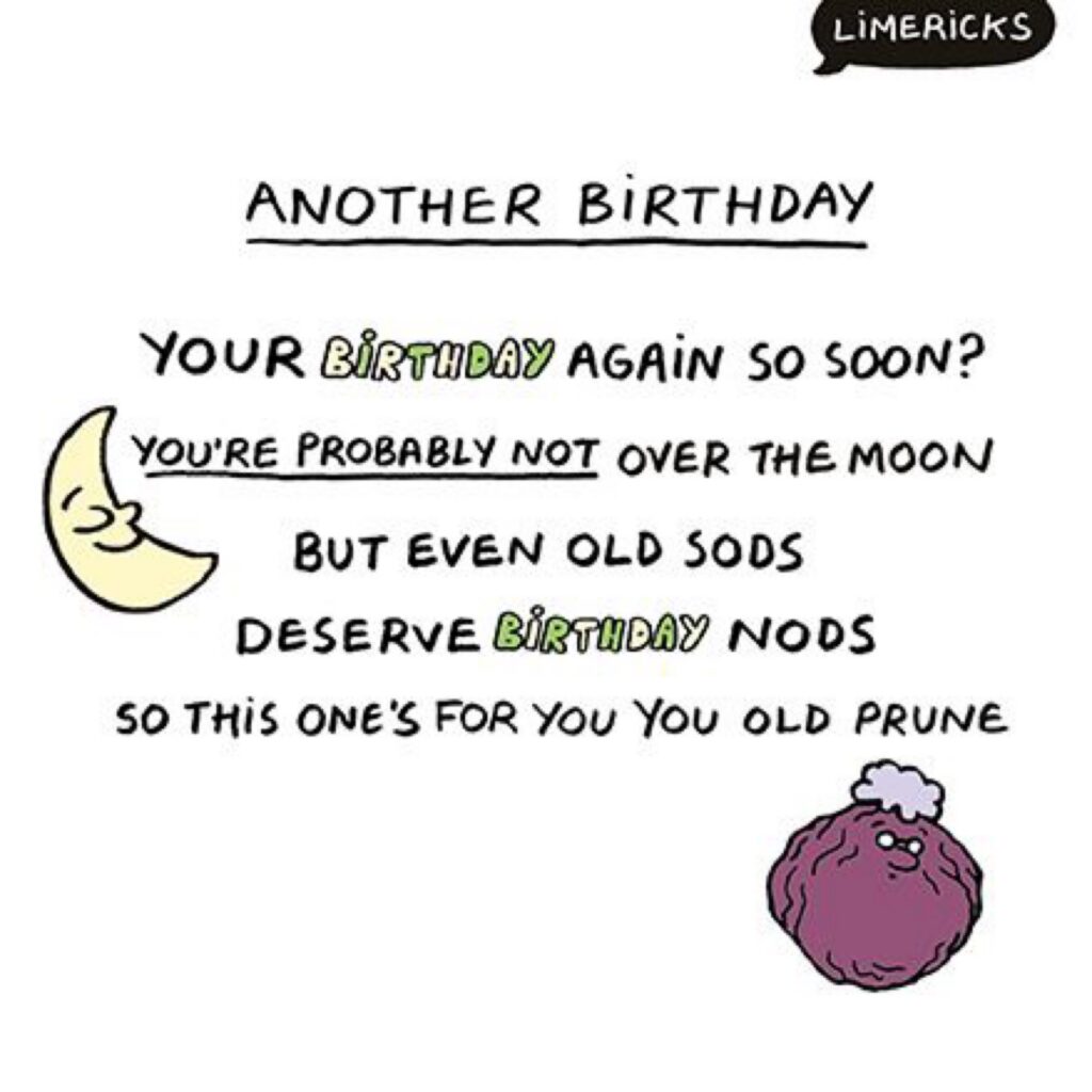 Another Birthday Card Limerick Humour Funny Joke Open Male Female ...